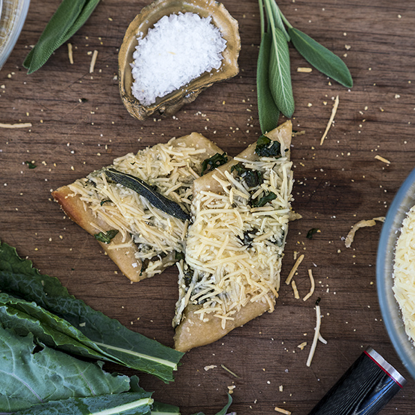 Cedar Planked Parmesan Kale Pizza - Green Mountain Grills